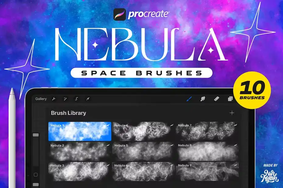 براش پروکریت Procreate Nebula Space Brushes - سیجی کوک